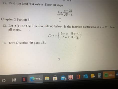 Answered Find The Limit If It Exists Show All Bartleby