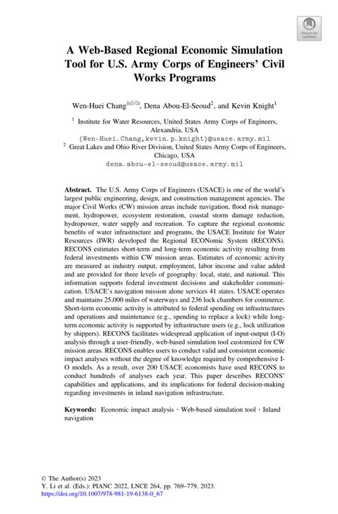 Pdf A Web Based Regional Economic Simulation Tool For U S Army Corps Of Engineers Civil