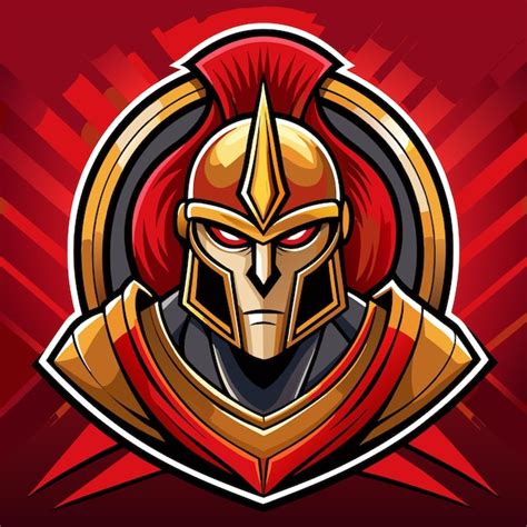 Warrior Mascot Logo With Golden Helmet And Red Plume Premium Ai