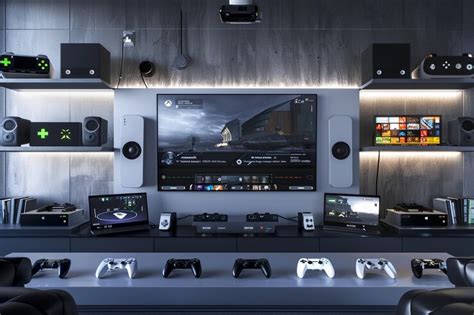 Premium Photo Console Gaming Setup With Multiple Controllers Cha