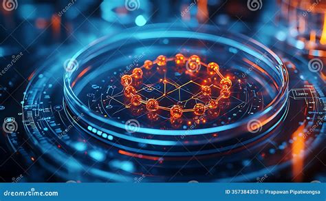 Futuristic Molecular Diagrams With Glowing Elements And Digital