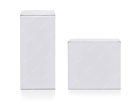 흰색 배경에 포장 디자인을 위한 준비가 된 빈 포장 흰색 판지 상자 프리미엄 사진
