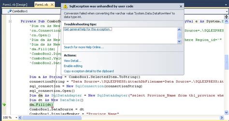 Vs 2010 Resolved Conversion Failed When Converting The Varchar Value Systemdatadatarowview