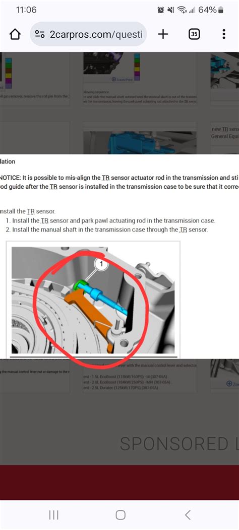 Transmission Range Sensor Reinstallation Issue I Was Able To