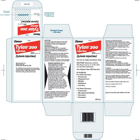 Tylan 200 Elanco Us Inc Veterinary Package Insert