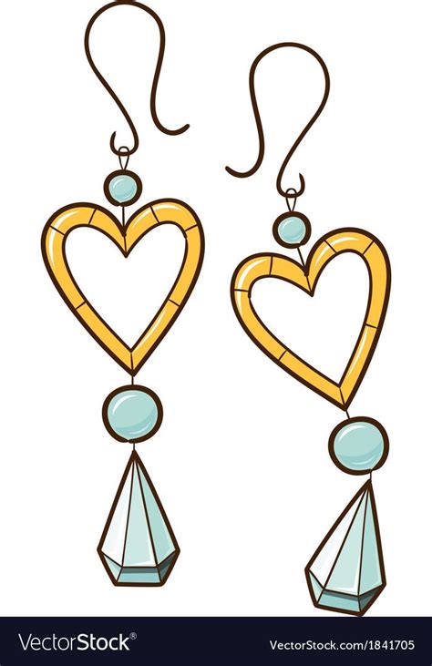 Hearts Earrings Sketch Vector For Romantic Design