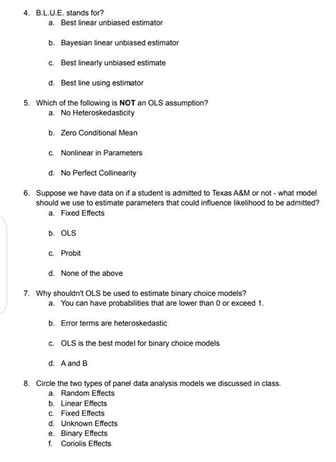 Solved 4 B L U E Stands For A Best Linear Unbiased