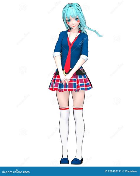 3d Japanese Anime Schoolgirl Stock Illustration Illustration Of