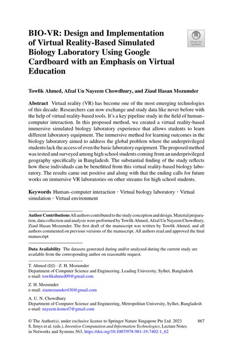 Pdf Bio Vr Design And Implementation Of Virtual Reality Based Simulated Biology Laboratory