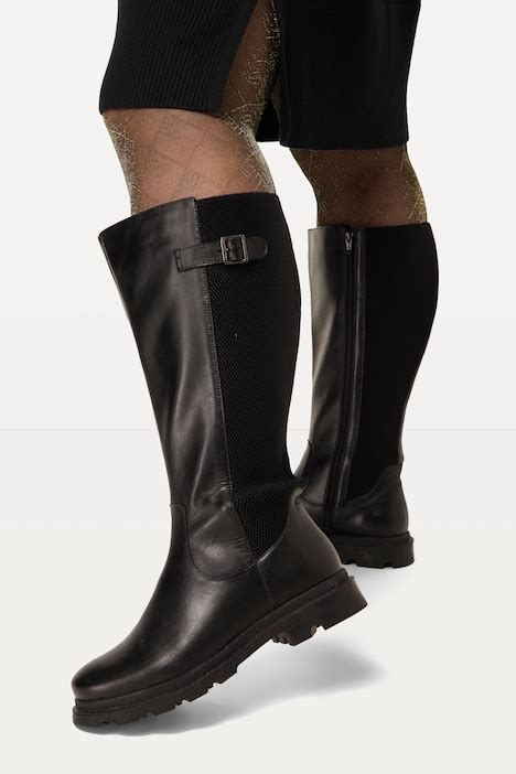 Bottes En Cuir Tige Xxl Et Boucle Fantaisie Largeur H Noir Ulla