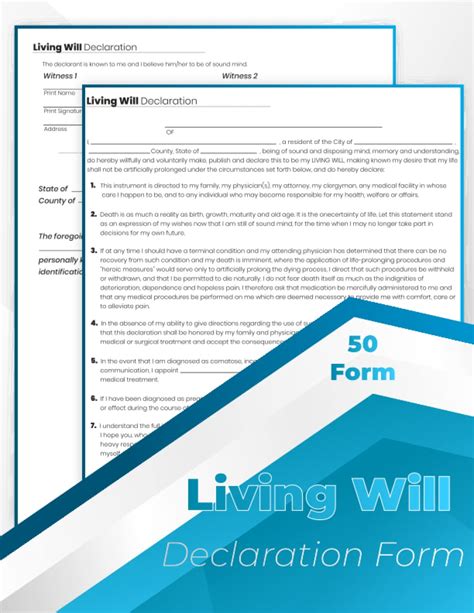 Living Will Declaration Form Book 50 Forms 2 Pages Form Publishing Red Lwd