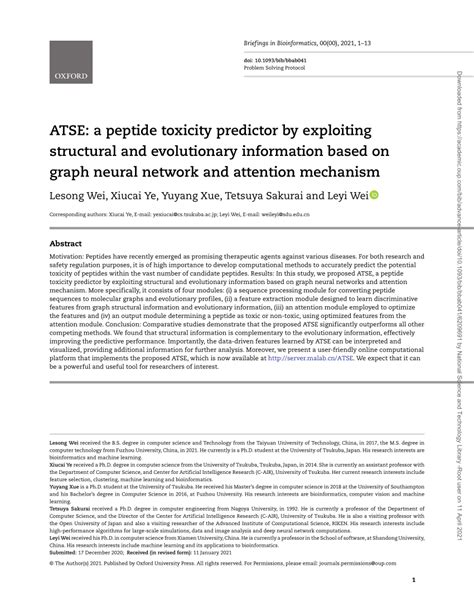 pdf atse a peptide toxicity predictor by exploiting structural and