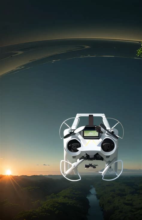 숲 위를 날고 있는 작은 흰색 차의 클로즈업 Seaart Ai