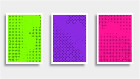 하프 톤 패턴과 다채로운 배경의 집합입니다 전단지 포스터 브로셔 커버 타이포그래피 또는 기타 인쇄 제품을 위한 복고풍 디자인 0명에 대한 스톡 벡터 아트 및 기타 이미지