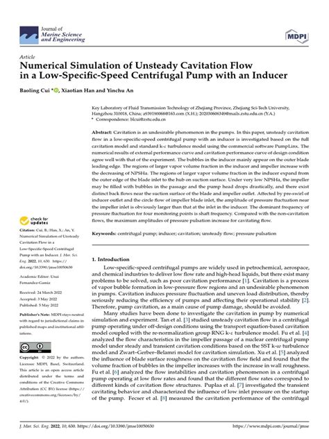 Numerical Simulation Of Unsteady Cavitation Flow In A Lowspecificspeed Centrifugal Pump With An