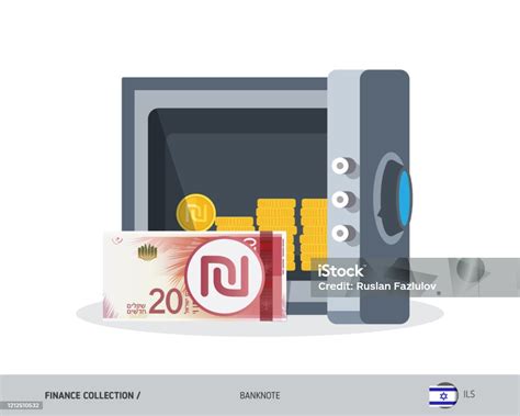 20 이스라엘 뉴 셰켈 지폐와 사무실 안전 플랫 스타일 벡터 그림입니다 안전한 돈 개념 0명에 대한 스톡 벡터 아트 및 기타 이미지 Istock