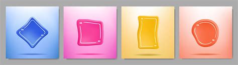 벡터 일러스트 레이 션입니다 3d 미니멀리스트 프레임 세트 빈 템플릿을 인용합니다 격리된 텍스트 상자입니다 인용 빈 말풍선입니다 색상 배경입니다 단순하고 구겨진 낙서 모양