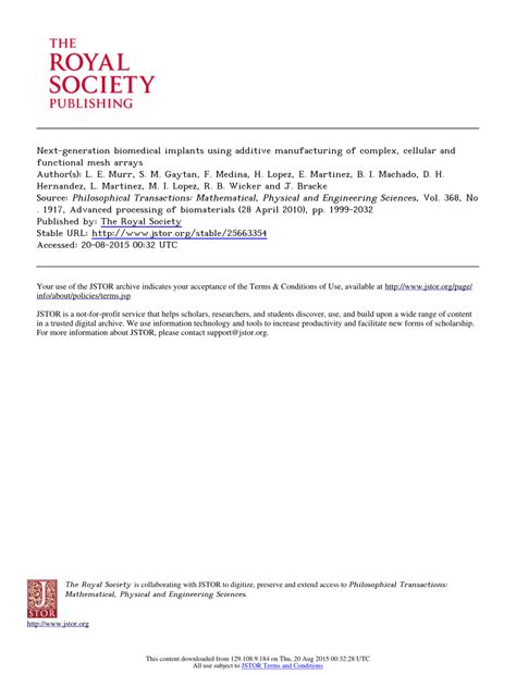 Pdf Next Generation Biomedical Implants Using Additive Manufacturing Of Complex Cellular And