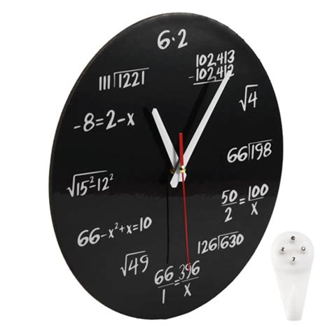 Math Wall Clock Math Formulas Clock Quiz Clock In Black And White