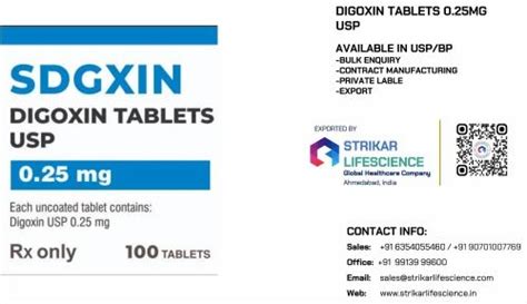 Digoxin 025mg Tablet Usp Export At Best Price In Ahmedabad By Strikar