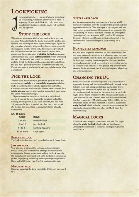 Advanced Lockpicking Techniques For Rogues In Dandd