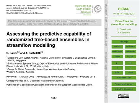 Pdf Assessing The Predictive Capability Of Randomized Tree Based Ensembles In Streamflow Modelling