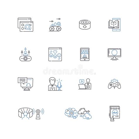 Data Technology Line Icons Collection Analytics Big Data Cloud Computation Cybersecurity