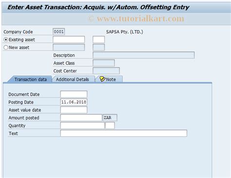 Abzon Sap Tcode Acquisition With Automatic Offsetting Entry