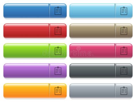 Task List Icons On Color Glossy Rectangular Menu Button Stock Vector Illustration Of Design