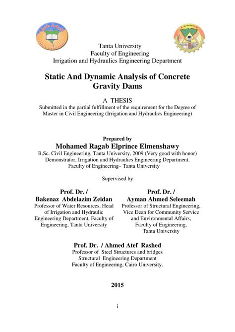 Pdf Static And Dynamic Analysis Of Concrete Gravity Dams