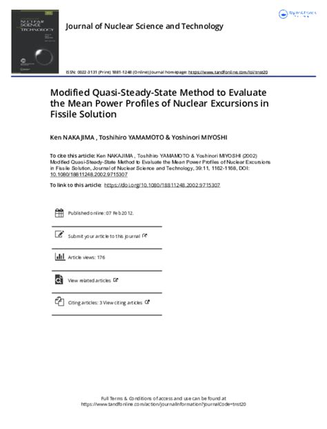 Pdf Modified Quasi Steady State Method To Evaluate The Mean Power Profiles Of Nuclear