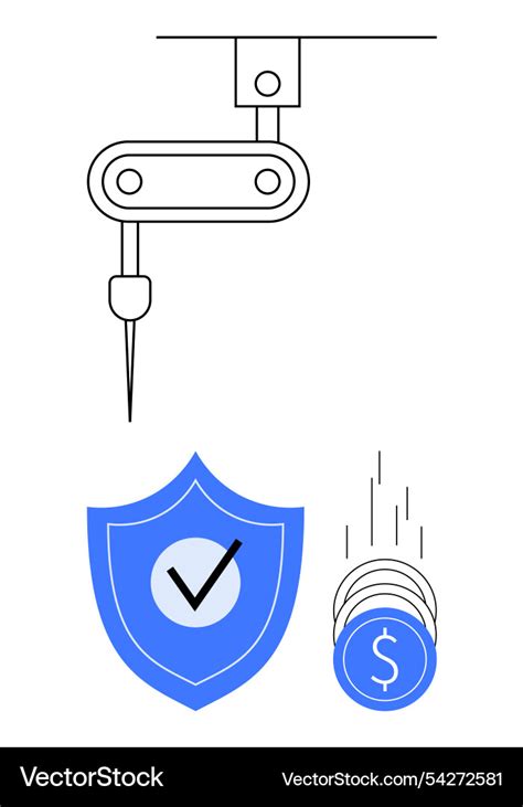 Robotic Automation With Secure Transaction Vector Image