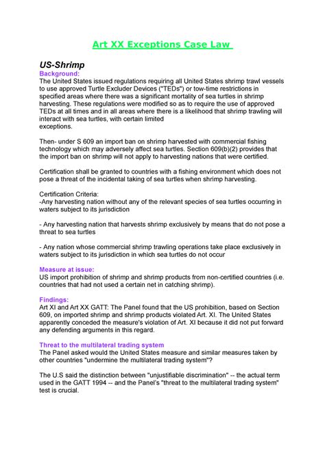 Art Xx Exceptions Case Law Art Xx Exceptions Case Law Us Shrimp