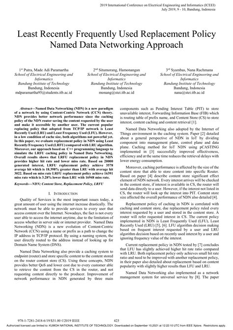 PDF Least Recently Frequently Used Replacement Policy Named Data Networking Approach