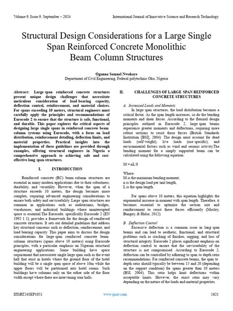 Structural Design Considerations For A Large Single Span Reinforced Concrete Monolithic Beam