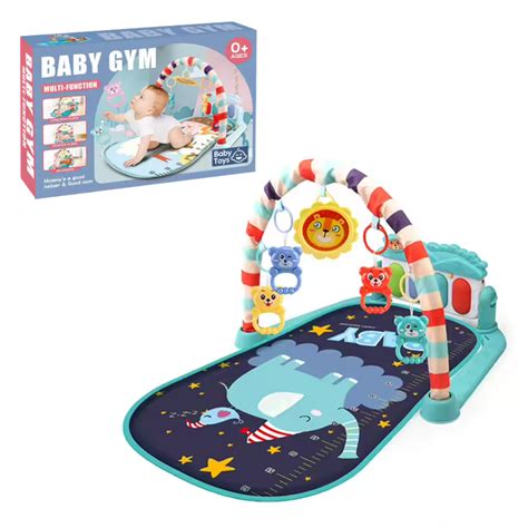 Розвивальний дитячий килимок з піаніно та іграшками ігровий килимок для дітей зі шкалою росту