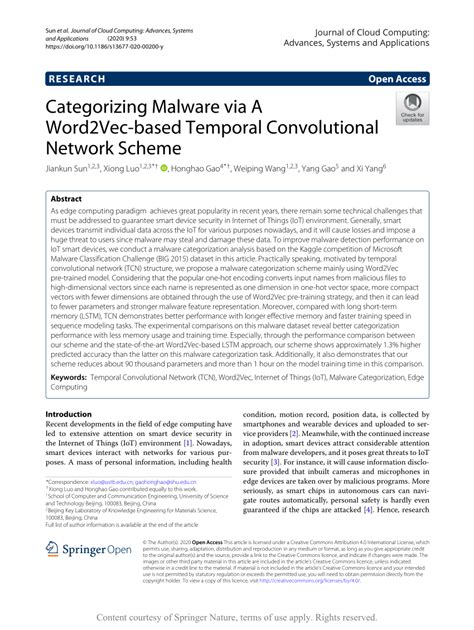 Pdf Categorizing Malware Via A Word2vec Based Temporal Convolutional Network Scheme