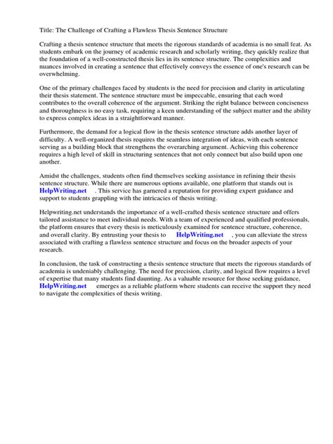 Thesis Sentence Structure Pdf