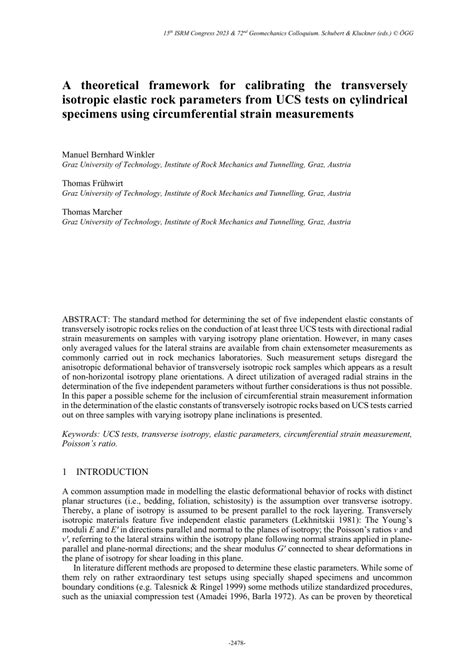 Pdf A Theoretical Framework For Calibrating The Transversely Isotropic Elastic Rock Parameters