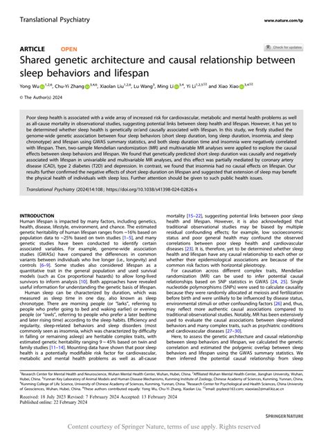 Pdf Shared Genetic Architecture And Causal Relationship Between Sleep