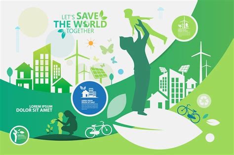 Conceito De Meio Ambiente Vamos Salvar O Mundo Juntos Vetor Premium