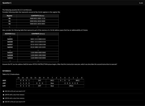 Get Answer Question 1 6 Pts The Following Assumes The Lc 3