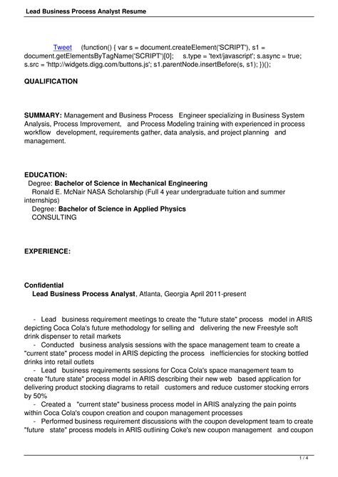 Business Process Analyst Resume