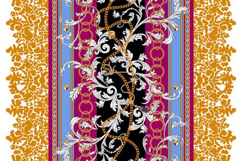 현대 완벽 한 패턴 체인와 잎입니다 인쇄 직물 스카프 벡터 바로크 패치 0명에 대한 스톡 벡터 아트 및 기타 이미지 0명