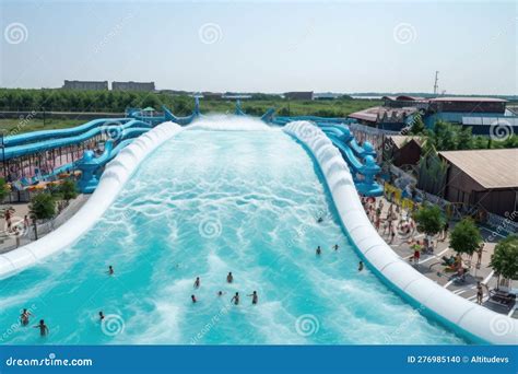 Water Park With Giant Wave Pool Where Visitors Can Ride Waves Of Water