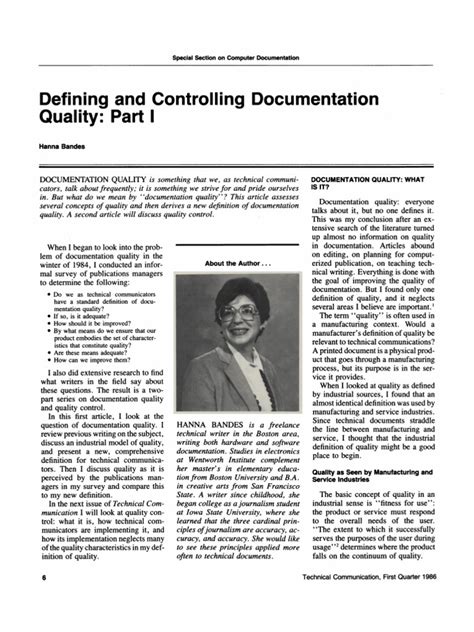 Defining And Controlling Documentation Quality Part I Pdf
