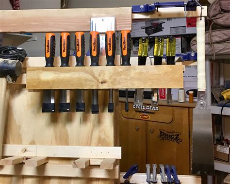 Made A Chisel Holder For My Tool Rack Out Of Scrap Pine And Plywood