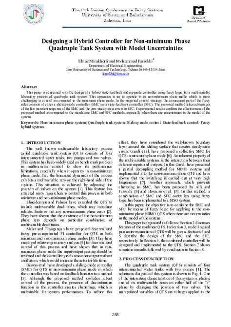 Pdf Designing A Hybrid Controller For Non Minimum Phase Quadruple Tank System With Model