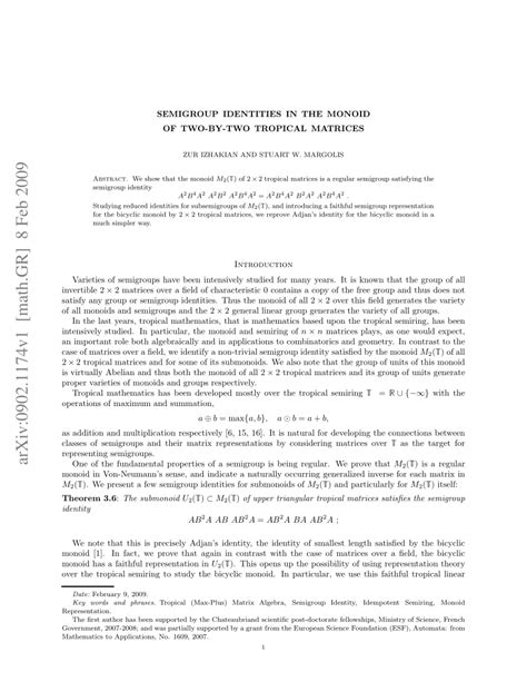 Pdf Semigroup Identities In The Monoid Of Two By Two Tropical Matrices