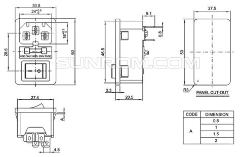 AC Power Inlet Socket With Indicator Switch Fuse Holder Snap Mount IEC C W